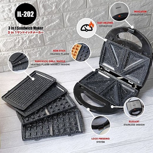 Jual 4IN1 SANDWICH MAKER/TOASTER – PEMANGGANG ROTI – IDEALIFE IL–202 ...